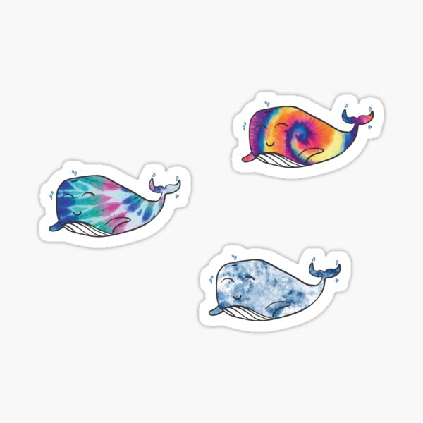 "Oh whale Cartoon Pun Punny green tye dye sticker pack" Sticker for ...