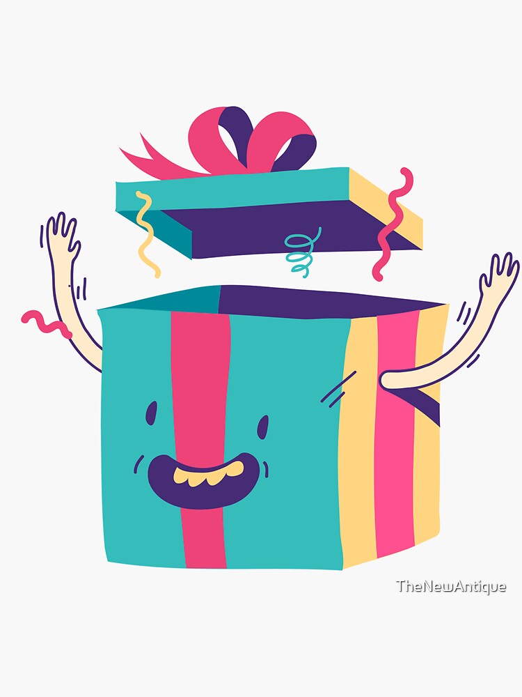 "Cute Happy Christmas Present Cartoon" Sticker for Sale by ...