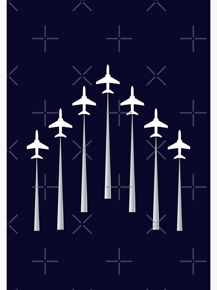 "Formation Flypast Navy Blue and White Aeroplane Print" Sticker for ...