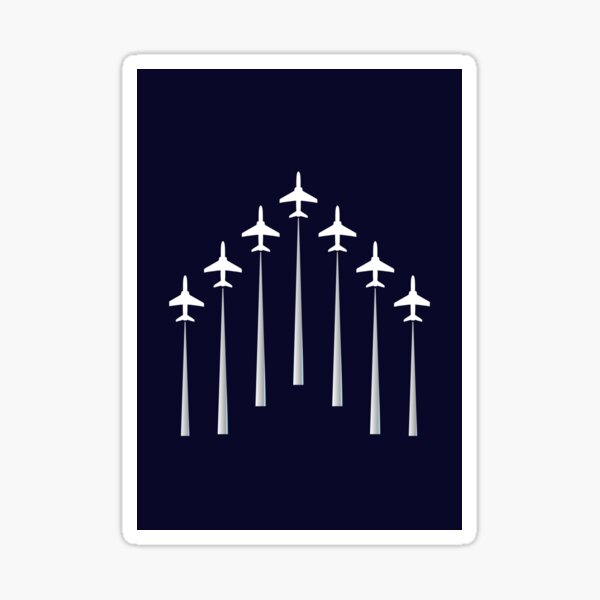 "Formation Flypast Navy Blue and White Aeroplane Print" Sticker for ...