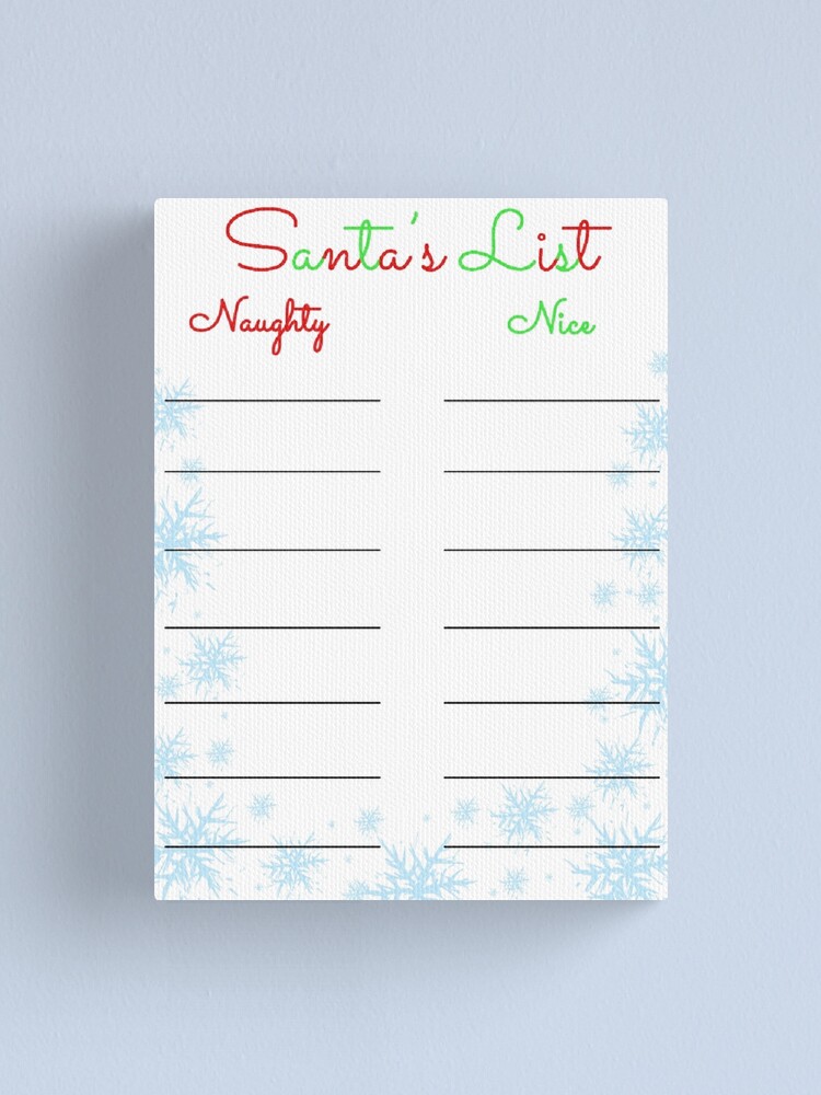 "Santa’s naughty and nice list" Canvas Print for Sale by KaylaH22 ...