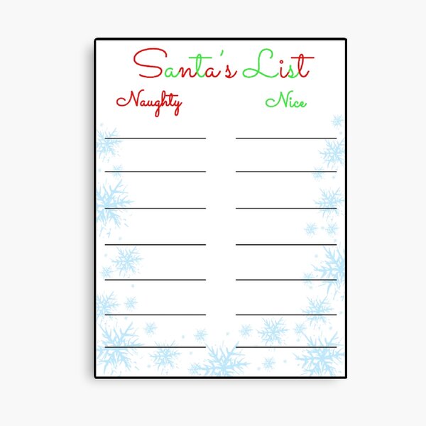 "Santa’s naughty and nice list" Canvas Print for Sale by KaylaH22 ...