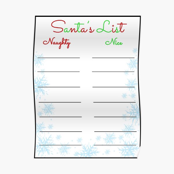 "Santa’s naughty and nice list" Poster for Sale by KaylaH22 | Redbubble