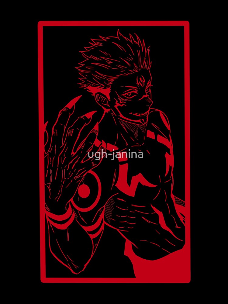 "Sukuna (red outline) black background" Sticker for Sale by ugh-janina ...
