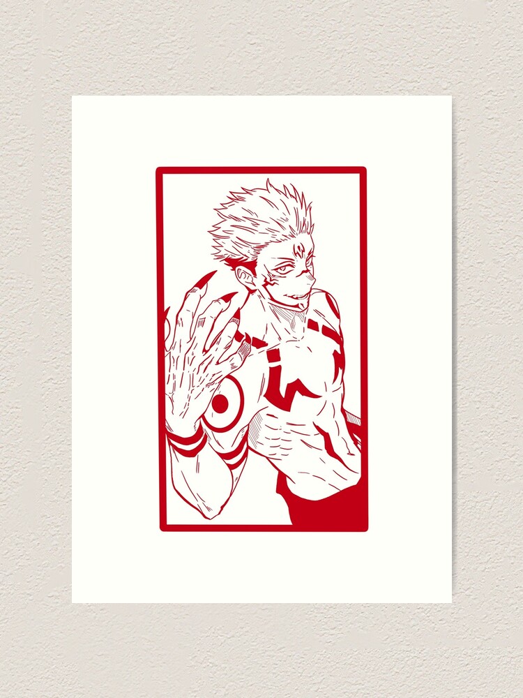 "Sukuna (red outline) white background" Art Print by ugh-janina | Redbubble