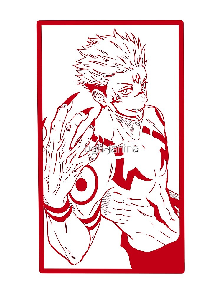 "Sukuna (red outline) white background" Art Print by ugh-janina | Redbubble