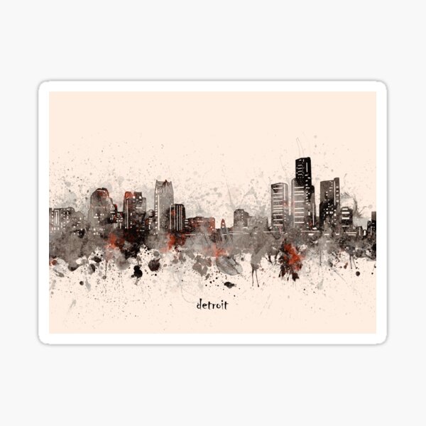 "detroit skyline" Sticker for Sale by BekimART2 | Redbubble