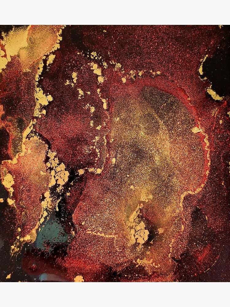 "Rust & Gold Metallic - Fluid Artist - Abstract Modern Art Alcohol Ink ...