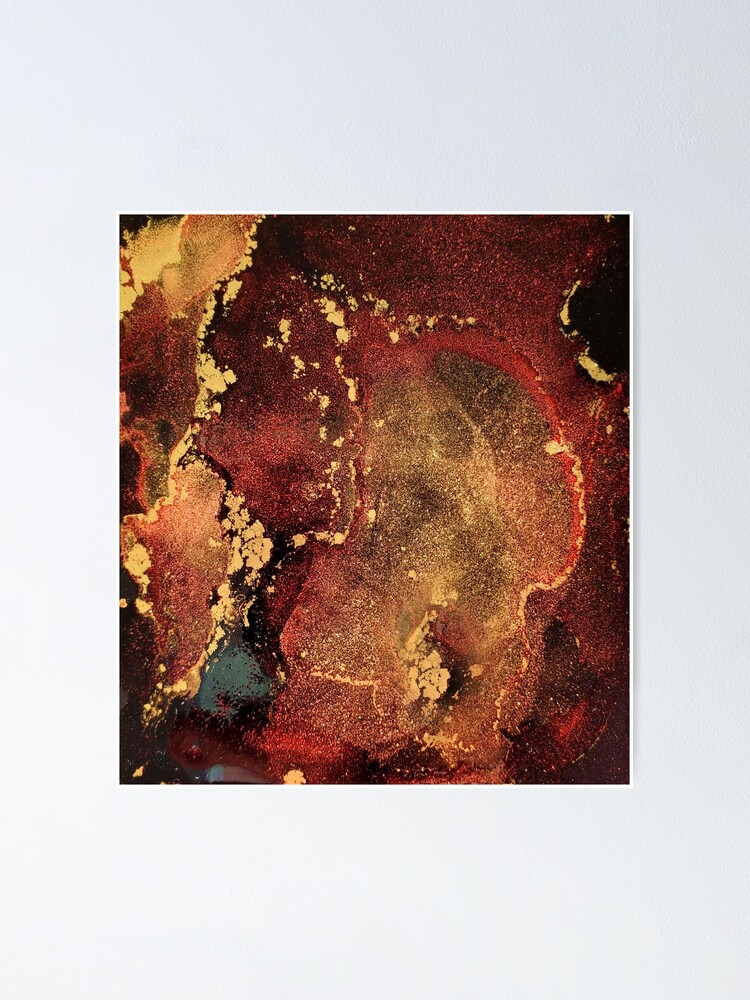 "Rust & Gold Metallic - Fluid Artist - Abstract Modern Art Alcohol Ink ...