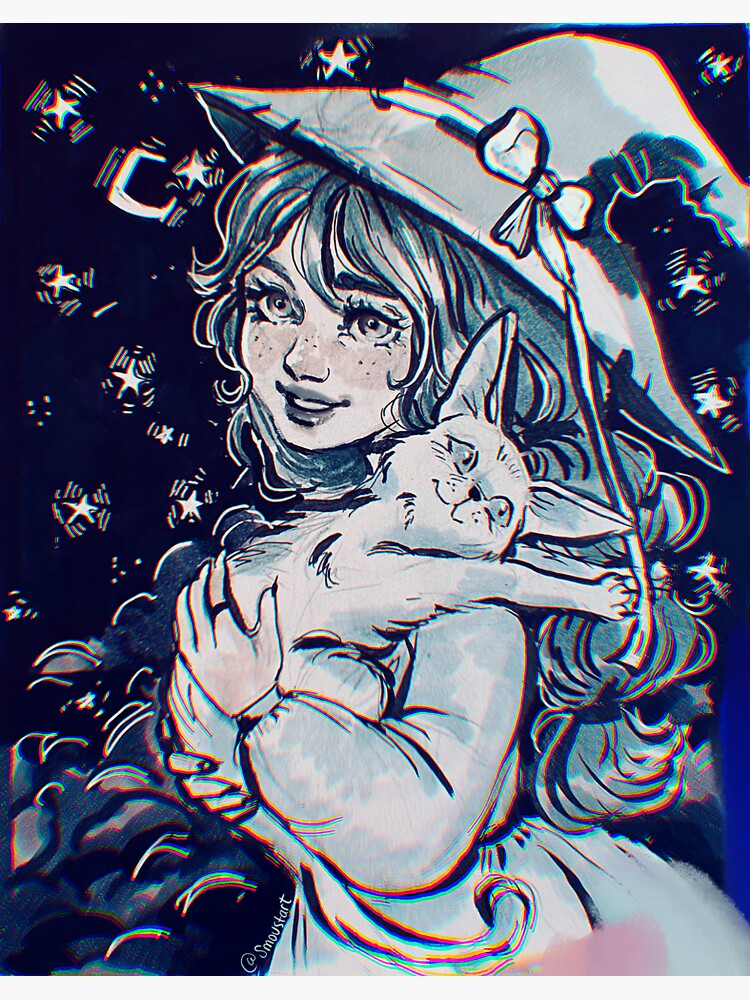 "A Witch and her Pet" Sticker by smoustart | Redbubble