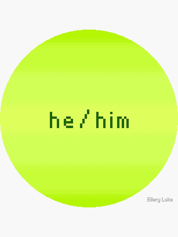 "He/Him pixel pronoun badge" Sticker for Sale by lauramiggs | Redbubble