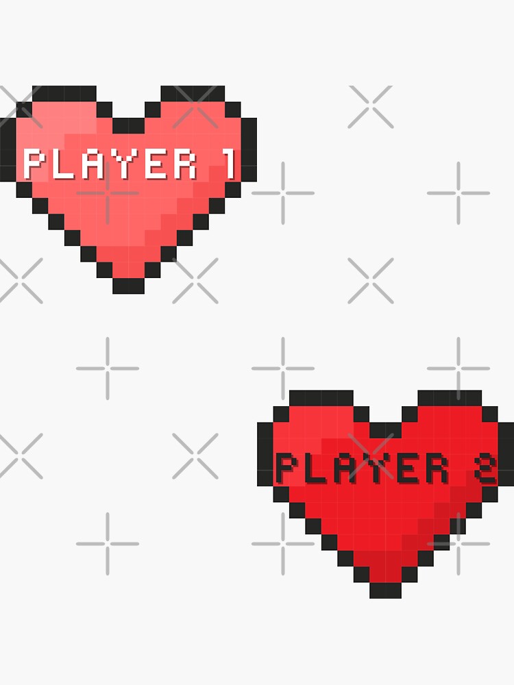 "Player 1 & Player 2 Matching Hearts" Sticker for Sale by akavero99 ...