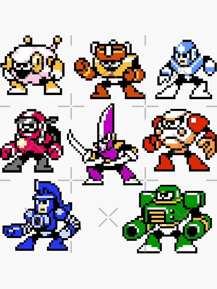 "Mega man 10 Robot masters 8 bit stickers" Sticker for Sale by gitarus ...