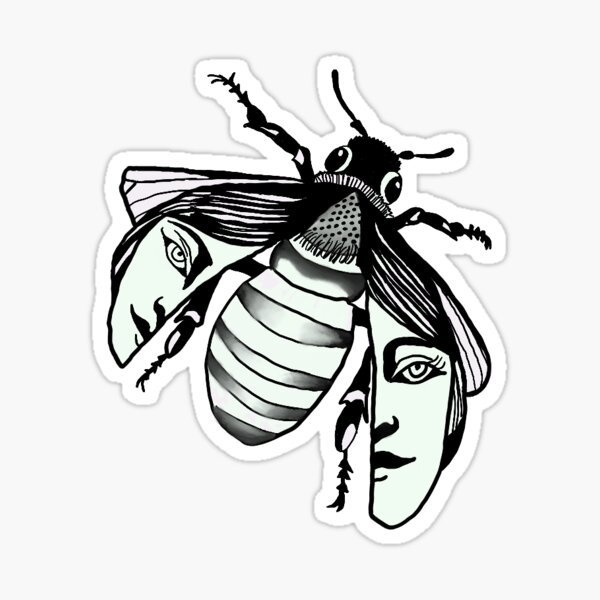 "Bee Face (Black and White)" Sticker for Sale by agembeck-art | Redbubble
