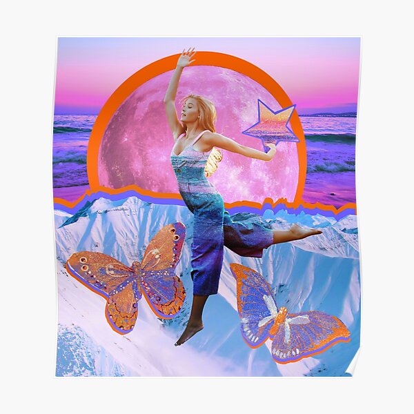 "Moon Butterflies Flying Girl Collage" Poster for Sale by hanabk ...