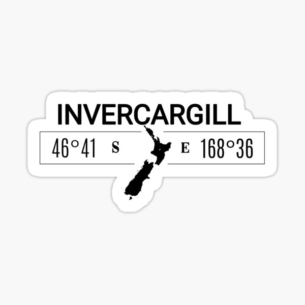 "INVERCARGILL-New Zealand-Coordinates-Map-Sign" Sticker by LatitudeNZ ...