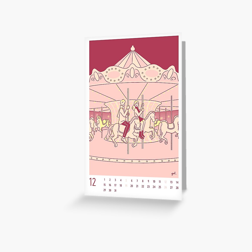 "Carousel - 2021 Dec Calendar Card" Greeting Card for Sale by yulri ...