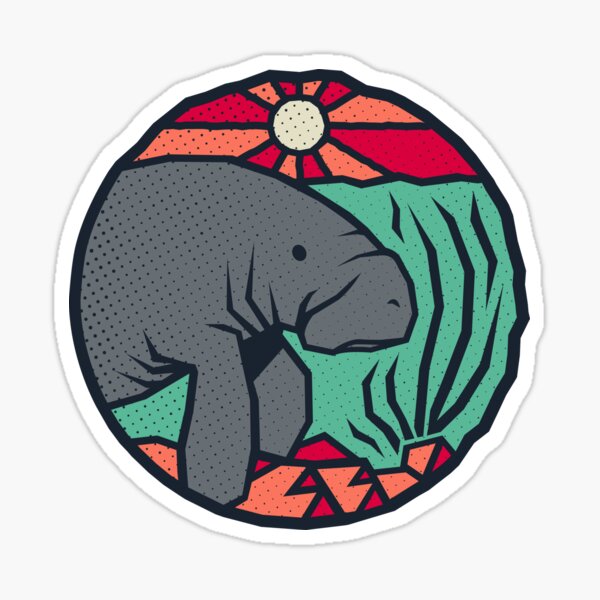 "Manatee Explores - Rustic Manatee Art" Sticker for Sale by Bangtees ...