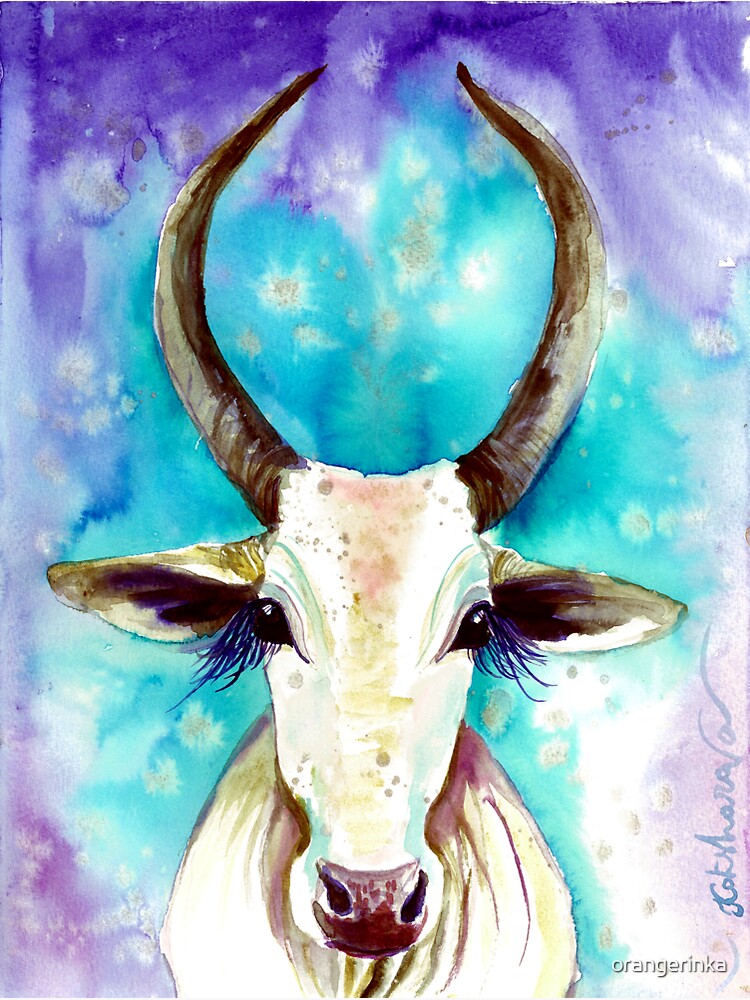 "Milky way galaxy cow, longhorn Indian cow watercolor" Sticker for Sale ...