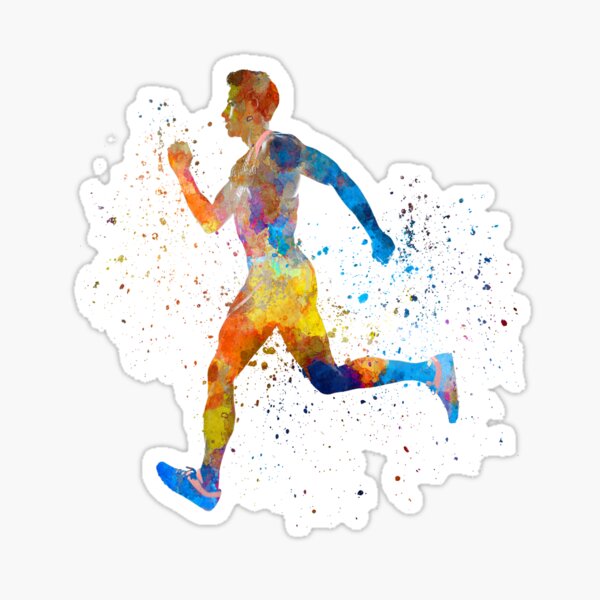"Man running sprinting jogging" Sticker for Sale by paulrommer | Redbubble