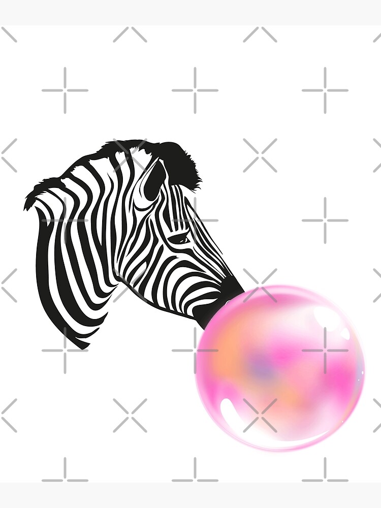 "Zebra Bubble Gum Funny Cute Animal Print Pink Black N White" Art Print ...