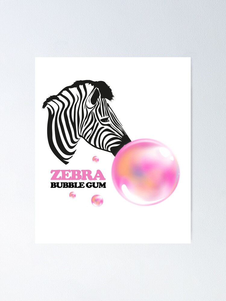 "Zebra Bubble Gum Funny Cute Animal Print Pink Black N White Art ...