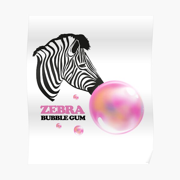 "Zebra Bubble Gum Funny Cute Animal Print Pink Black N White Art ...