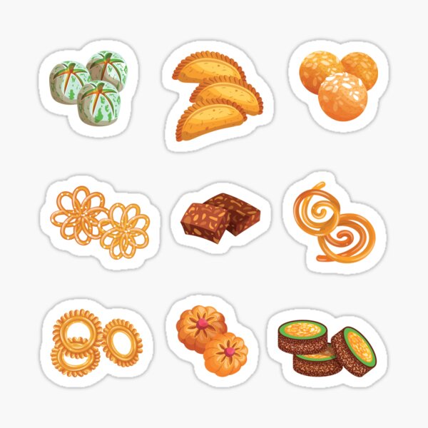 "Variety of Indian Sweets Pack" Sticker by NiftyTrinket | Redbubble