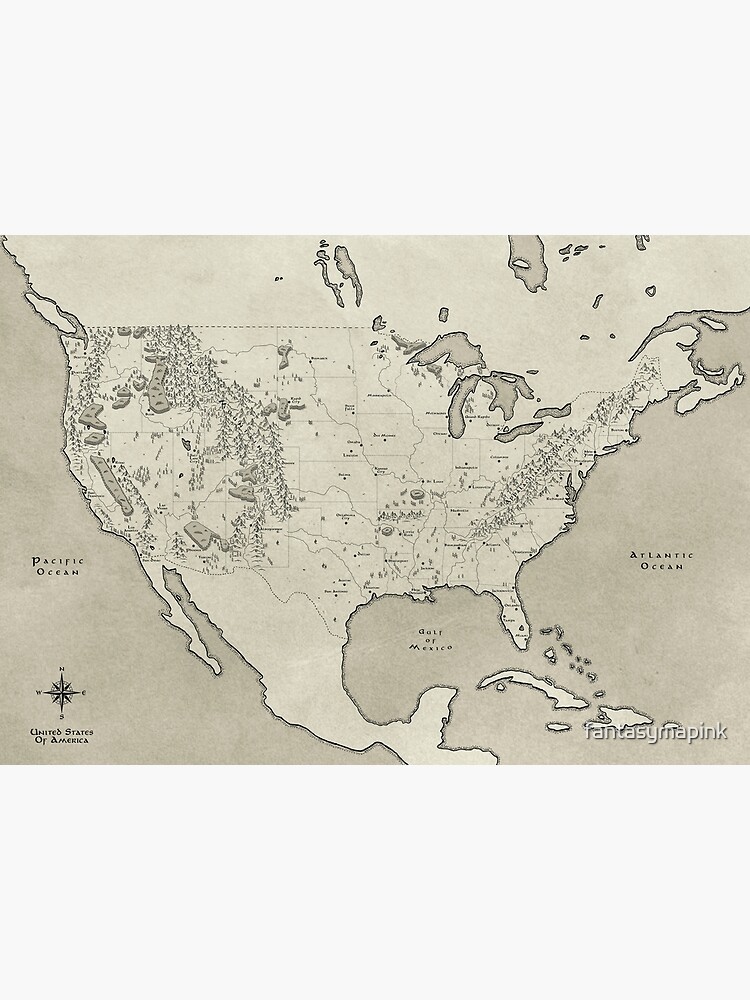 "Fantasy Style Map of the USA " Poster by fantasymapink | Redbubble