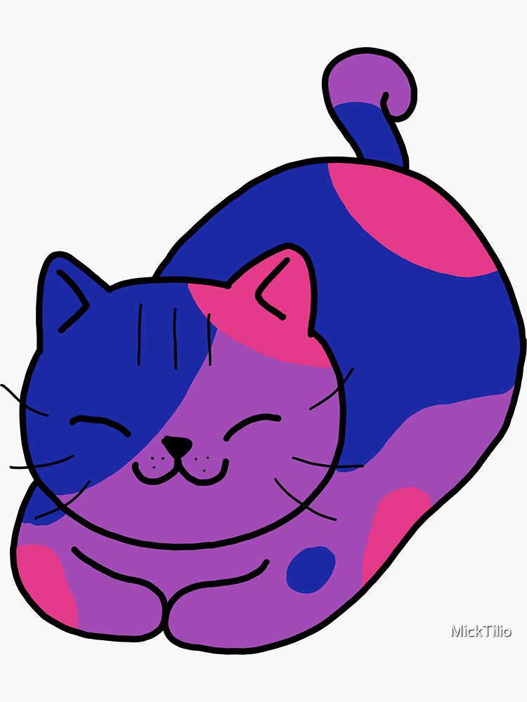 "Cute bisexual pride cat" Sticker for Sale by MickTilio | Redbubble