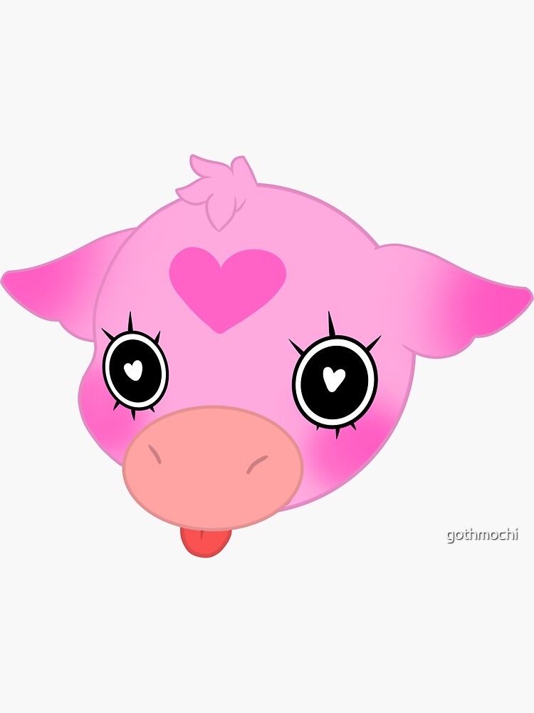"Strawberry "Mleh" Cow" Sticker by gothmochi | Redbubble