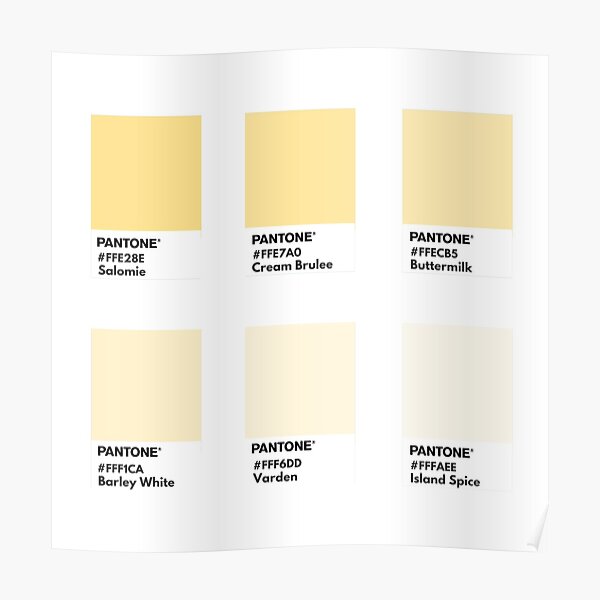 "Pastel yellow palette pantone color swatch" Poster by softlycarol ...