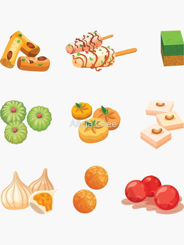 "Variety of Indian Sweets Pack 2" Sticker for Sale by NiftyTrinket ...