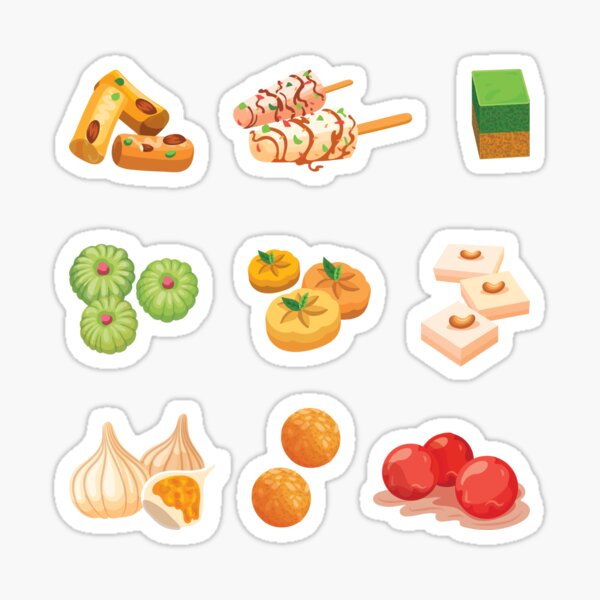 "Variety of Indian Sweets Pack 2" Sticker for Sale by NiftyTrinket ...