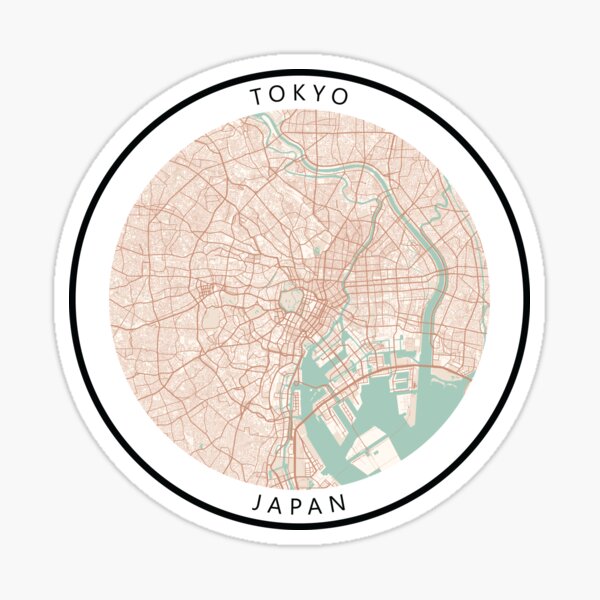 "Tokyo, Japan Map (Theme 2)" Sticker for Sale by Mapnify | Redbubble