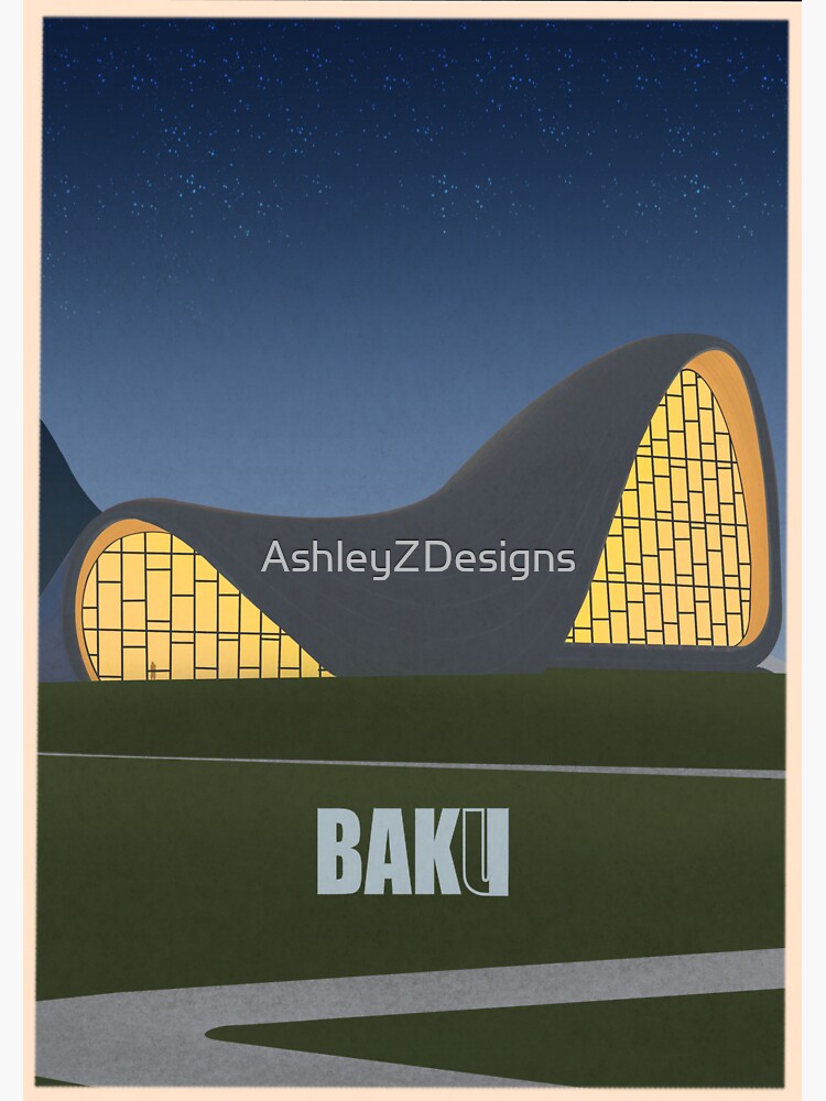 "Baku Travel Poster" Sticker for Sale by AshleyZDesigns | Redbubble