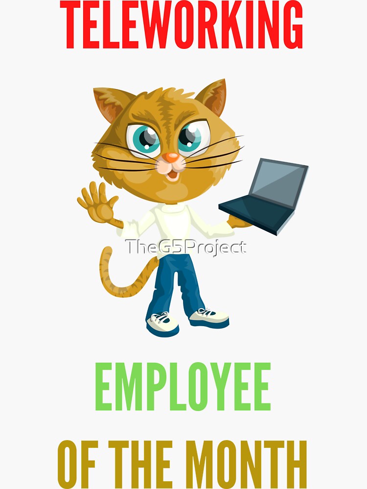 "Teleworking cat IV" Sticker by TheG5Project | Redbubble