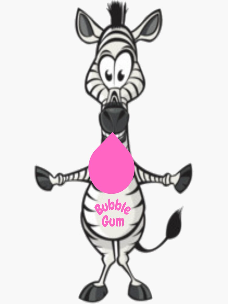 "Zebra Bubble Gum Design" Sticker for Sale by DigitalSantino | Redbubble