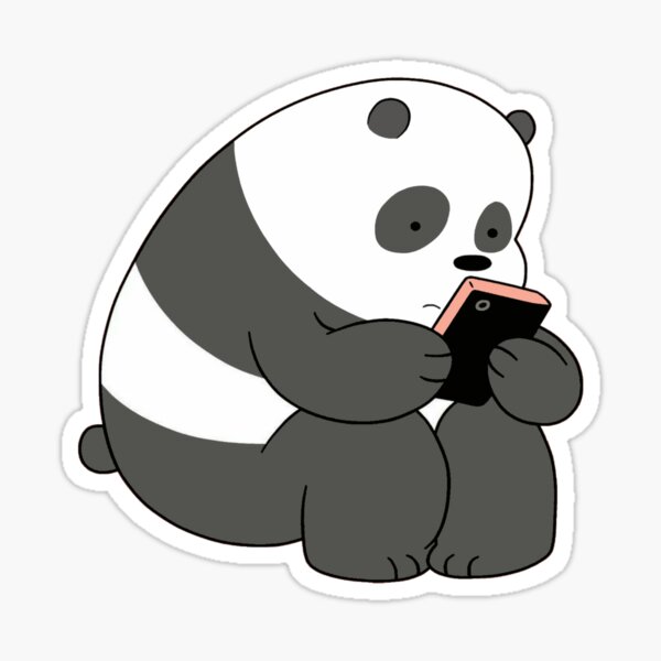 "Panda holding phone " Sticker for Sale by evilgo | Redbubble