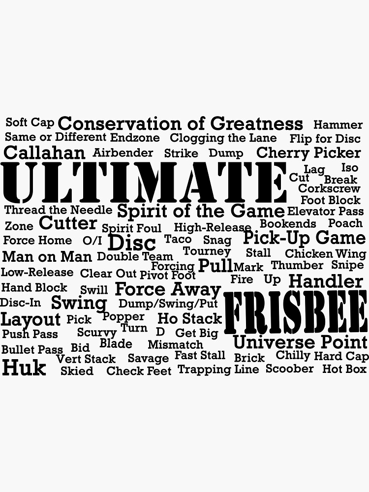 "Ultimate Frisbee Lives Thru Words" Sticker for Sale by GenevaSky ...