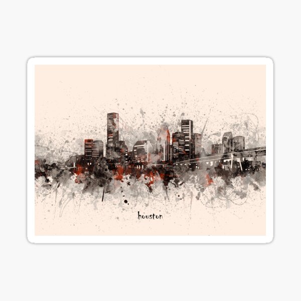 "houston skyline" Sticker for Sale by BekimART2 | Redbubble
