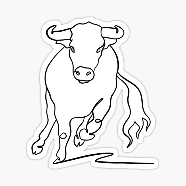 "Bull line drawing" Sticker for Sale by SibMa | Redbubble
