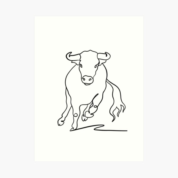 "Bull line drawing" Art Print by SibMa | Redbubble