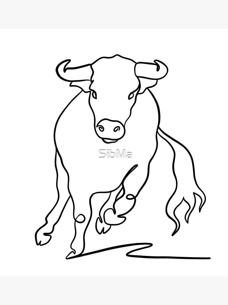 "Bull line drawing" Art Print by SibMa | Redbubble