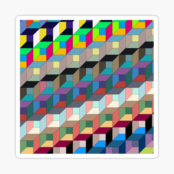 "Geometric Cube Color Palette from Movies" Sticker by flyrocket | Redbubble