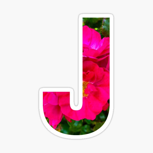 "Bright Pink Rose Monogram - The Letter J" Sticker for Sale by ...