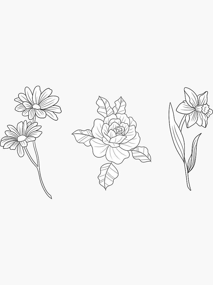 "line work flowers" Sticker for Sale by carliemcinroy | Redbubble