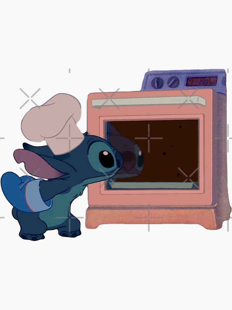 "Stitch Cooking" Sticker for Sale by Samsar | Redbubble