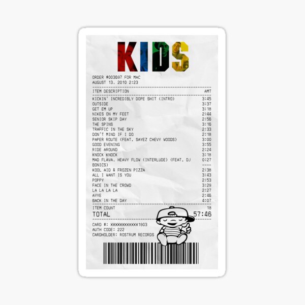 "album receipt" Sticker for Sale by jennagardnerr | Redbubble
