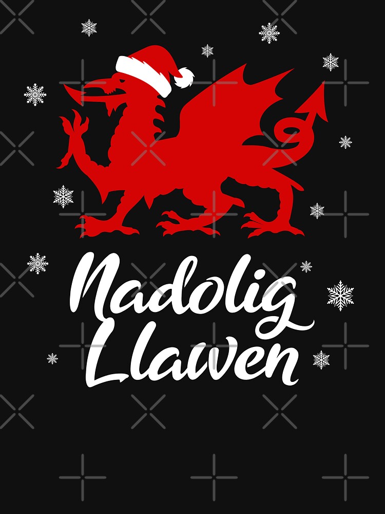 "Nadolig Llawen Wales Welsh Cymru Merry Christmas Dragon" Essential T ...